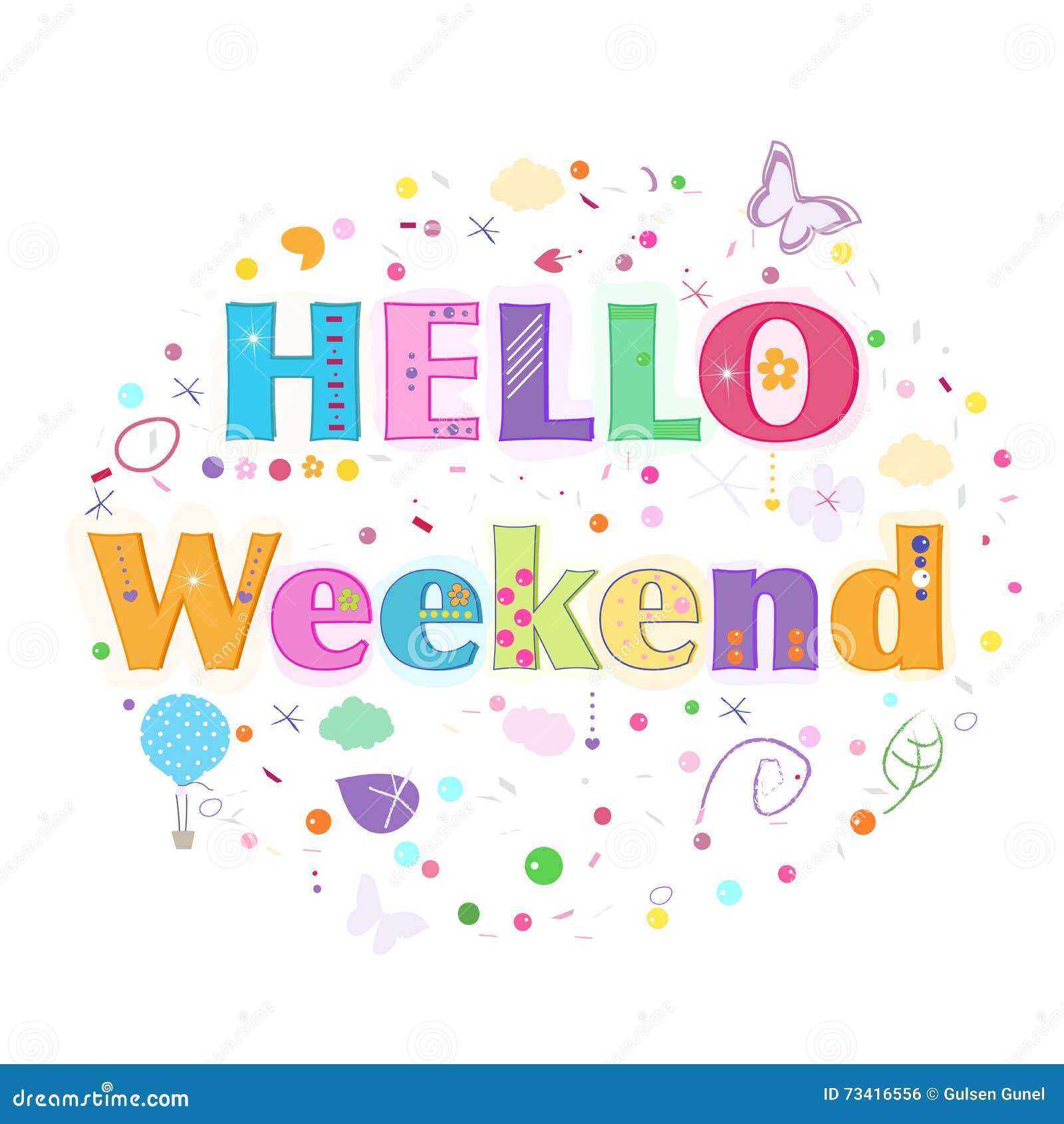 Hello Weekend. Hand Drawn Poster Typography. Inspirational Quotes ...