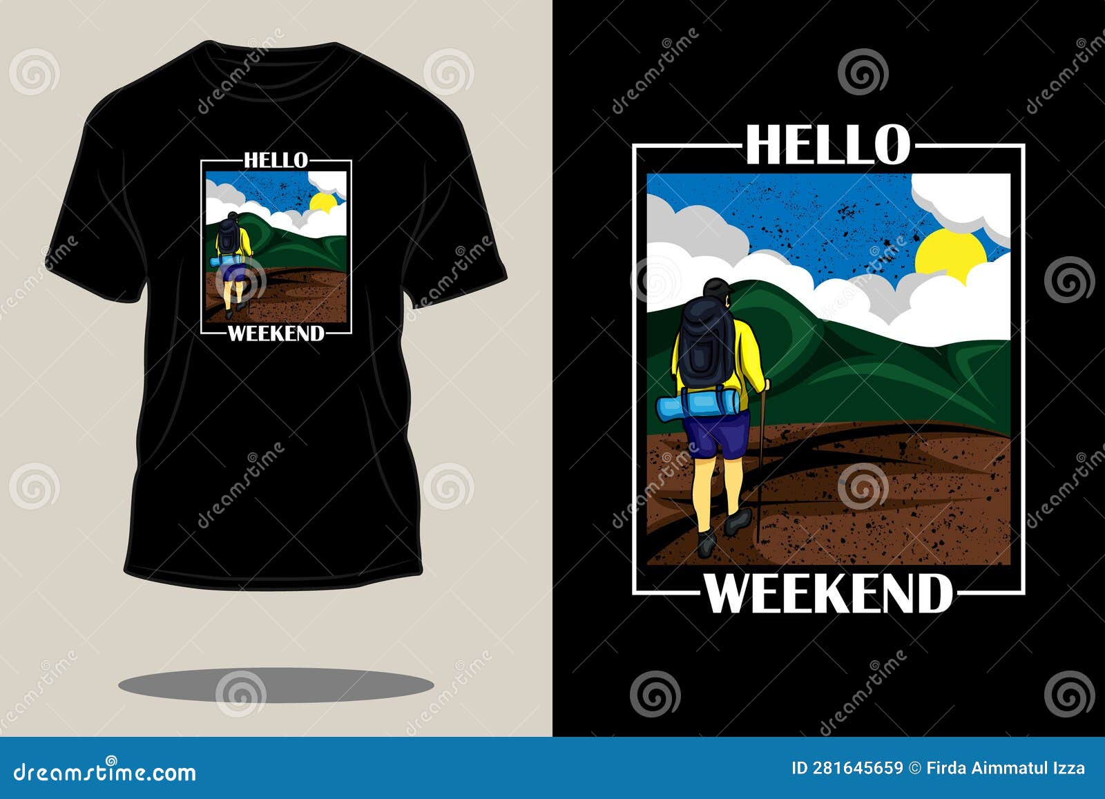 Hello Weekend Retro Vintage T Shirt Design Stock Vector - Illustration ...
