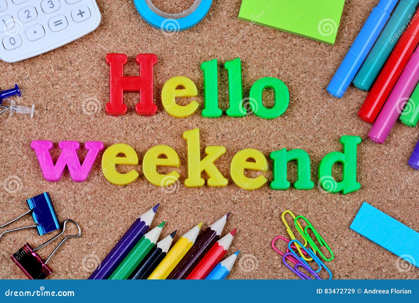 Hello Weekend Words on Cork Stock Image - Image of message, enjoy: 83472729
