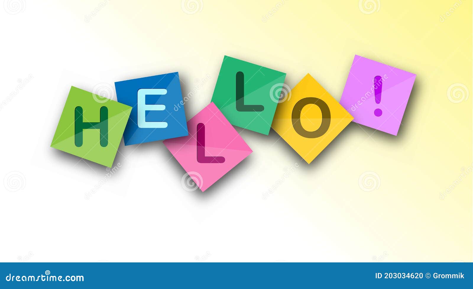 Hello. Welcome Speech on Multicolored Square Sheets. Vector Banner for ...