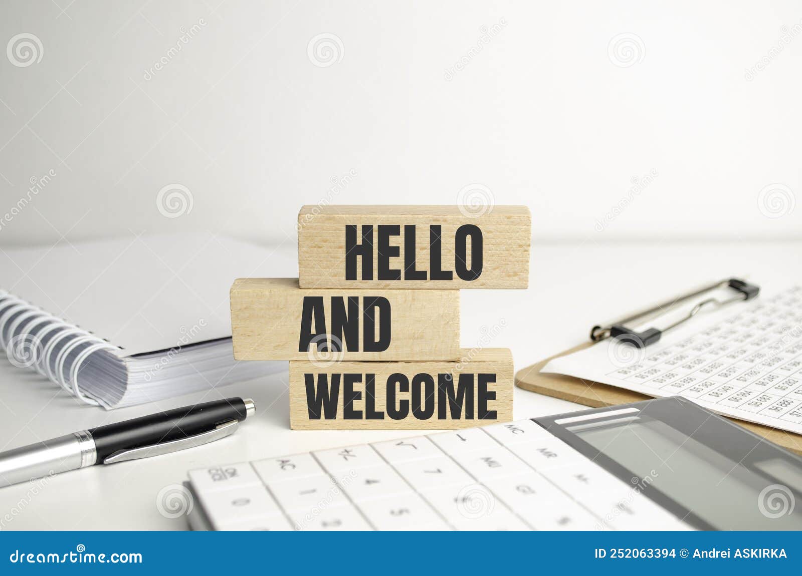 Hello and Welcome Symbol. Concept Words Hello and Welcome on Wooden ...