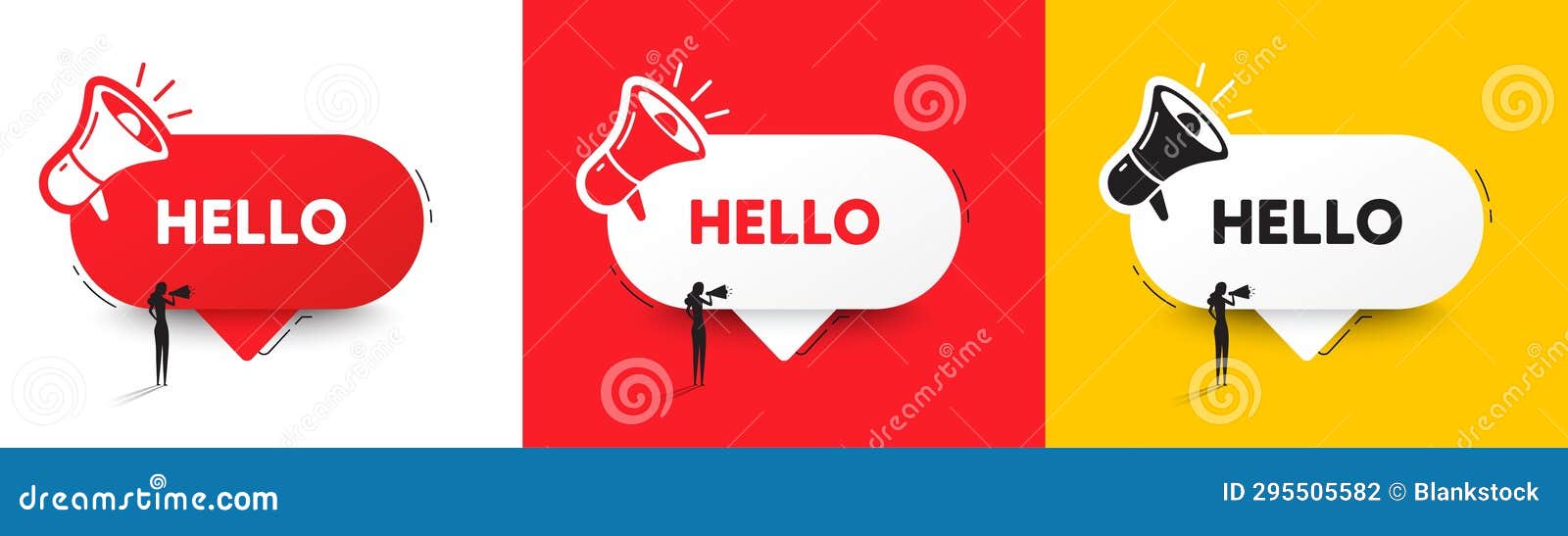 Hello Welcome Tag. Hi Invitation Offer. Speech Bubble with Megaphone ...