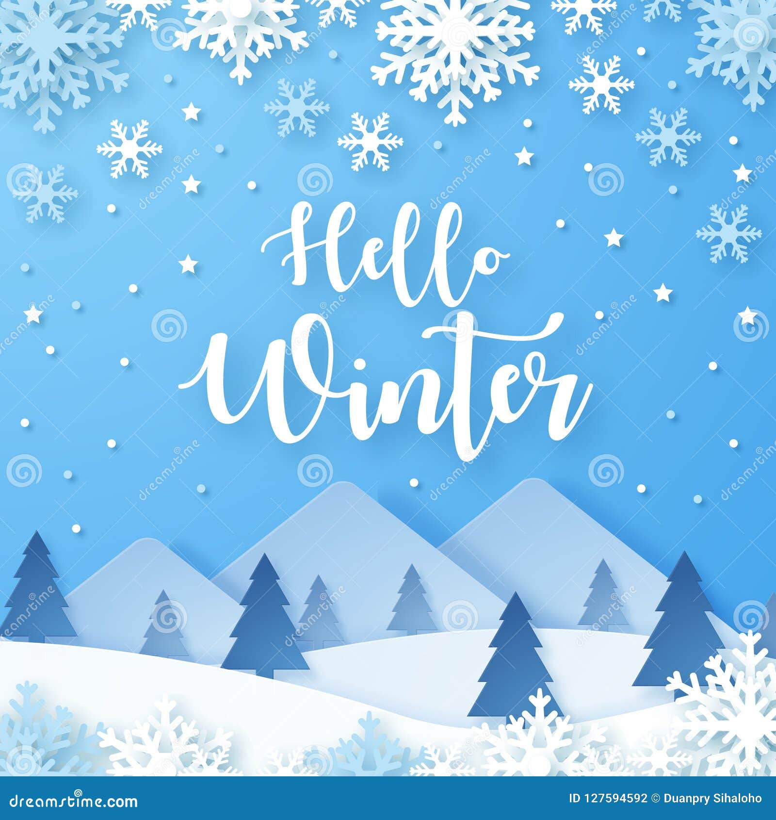 Hello Winter Collection Text. Vector. Lettering. Drawing By Hand ...