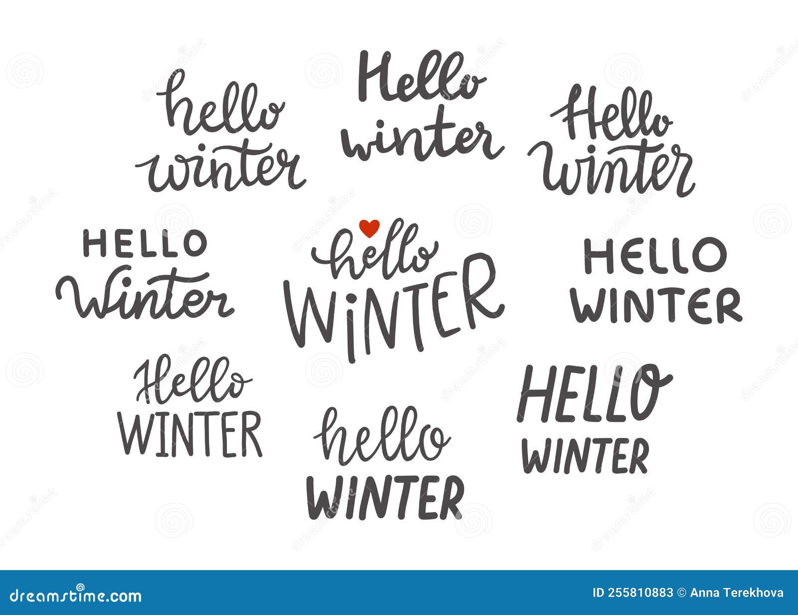 Hello Winter Lettering Set and Isolated Vector Stock Vector ...