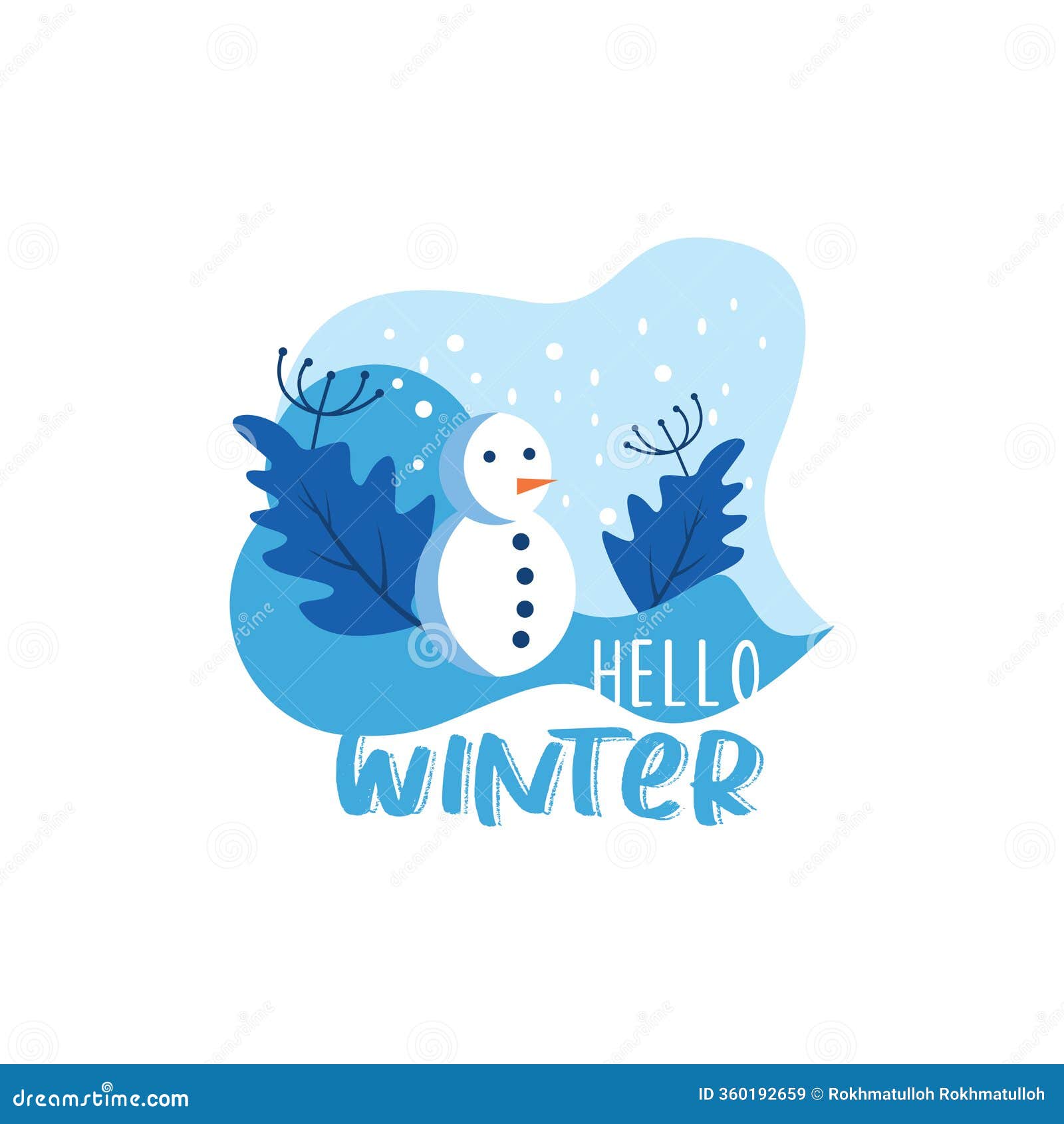 Hello Winter Quote Snowman Illustration Vector Logo Stock Vector ...