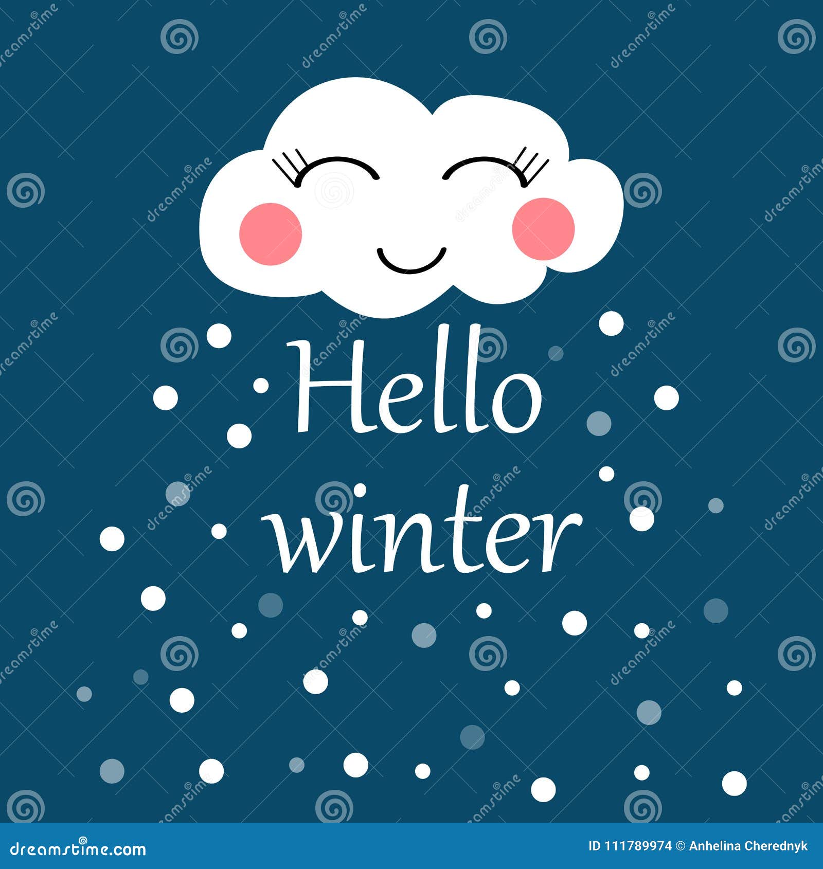 Hello Winter Smile Cloud Snow Banner Stock Vector - Illustration of ...