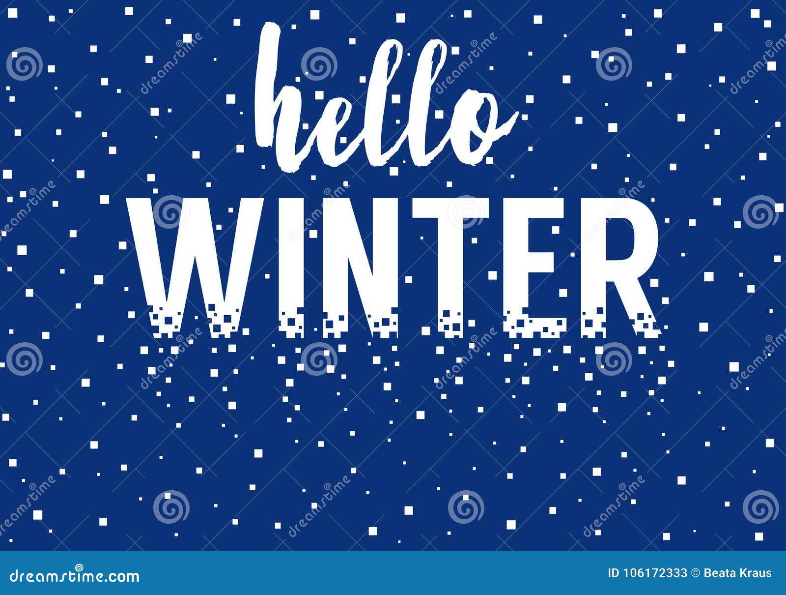 Hello Winter Text. Brush Lettering Hello Winter. Card Design With ...