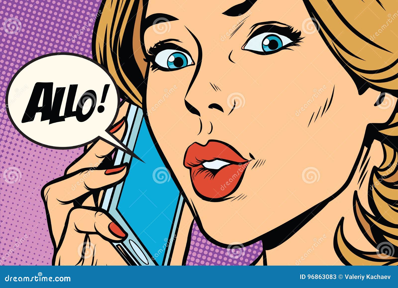 Hello woman on the phone stock vector. Illustration of style - 96863083