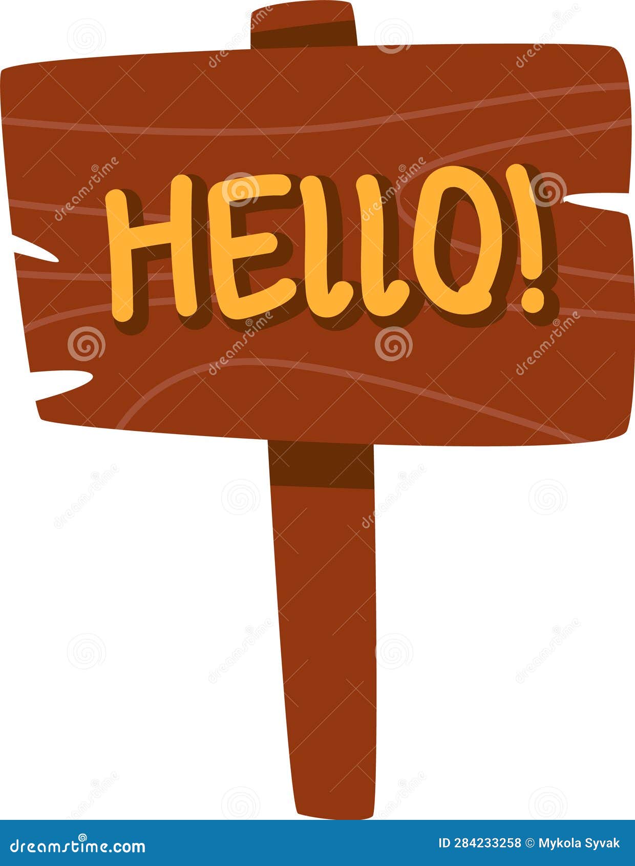 Hello Wooden Board stock vector. Illustration of text - 284233258