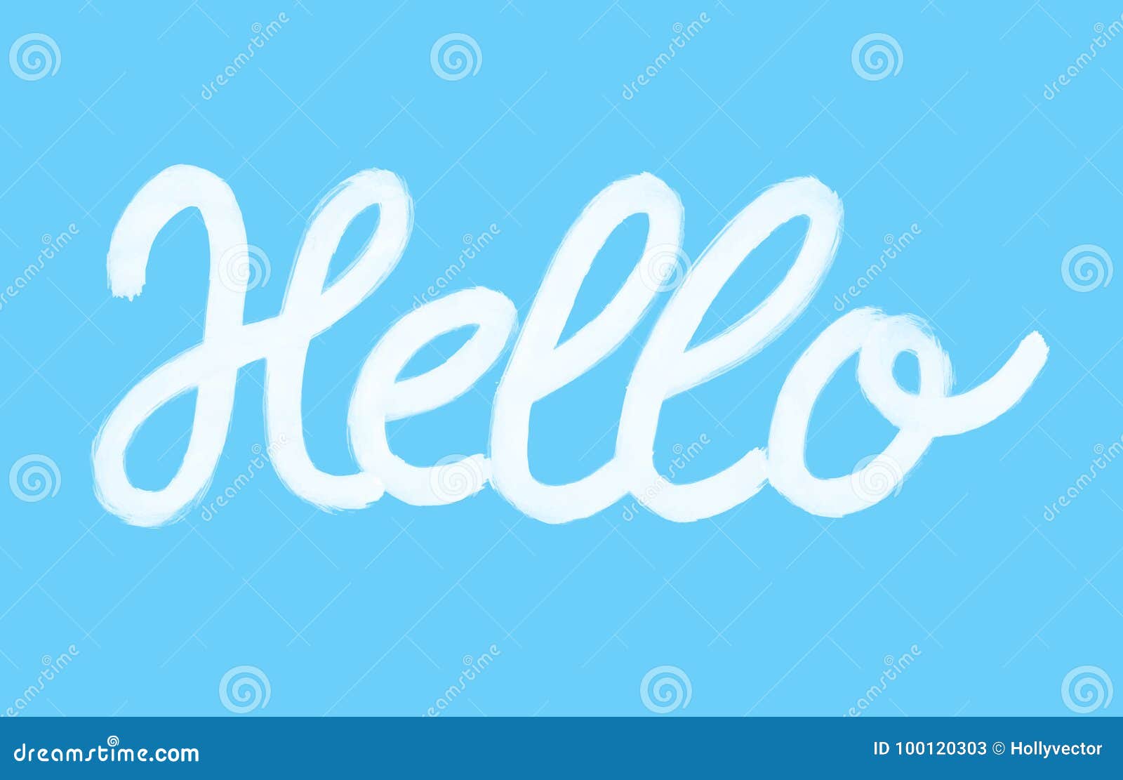 Hello Word Calligraphy Design, Blue Background, Illustration Stock ...