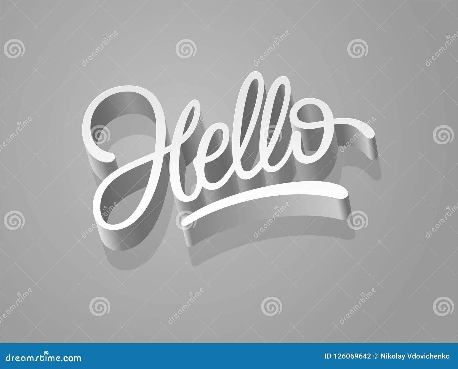 Hello Word 3d Calligraphy Design. Handwritten Hello Script. Vector ...