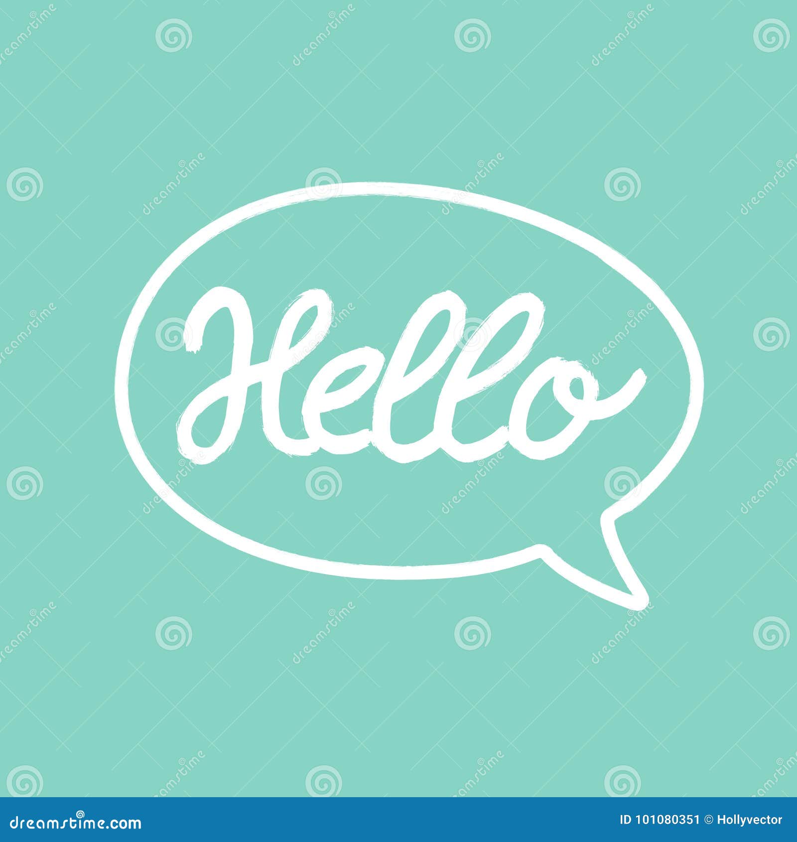 Hello Word Calligraphy Design, Turquoise Background, Illustration Stock ...
