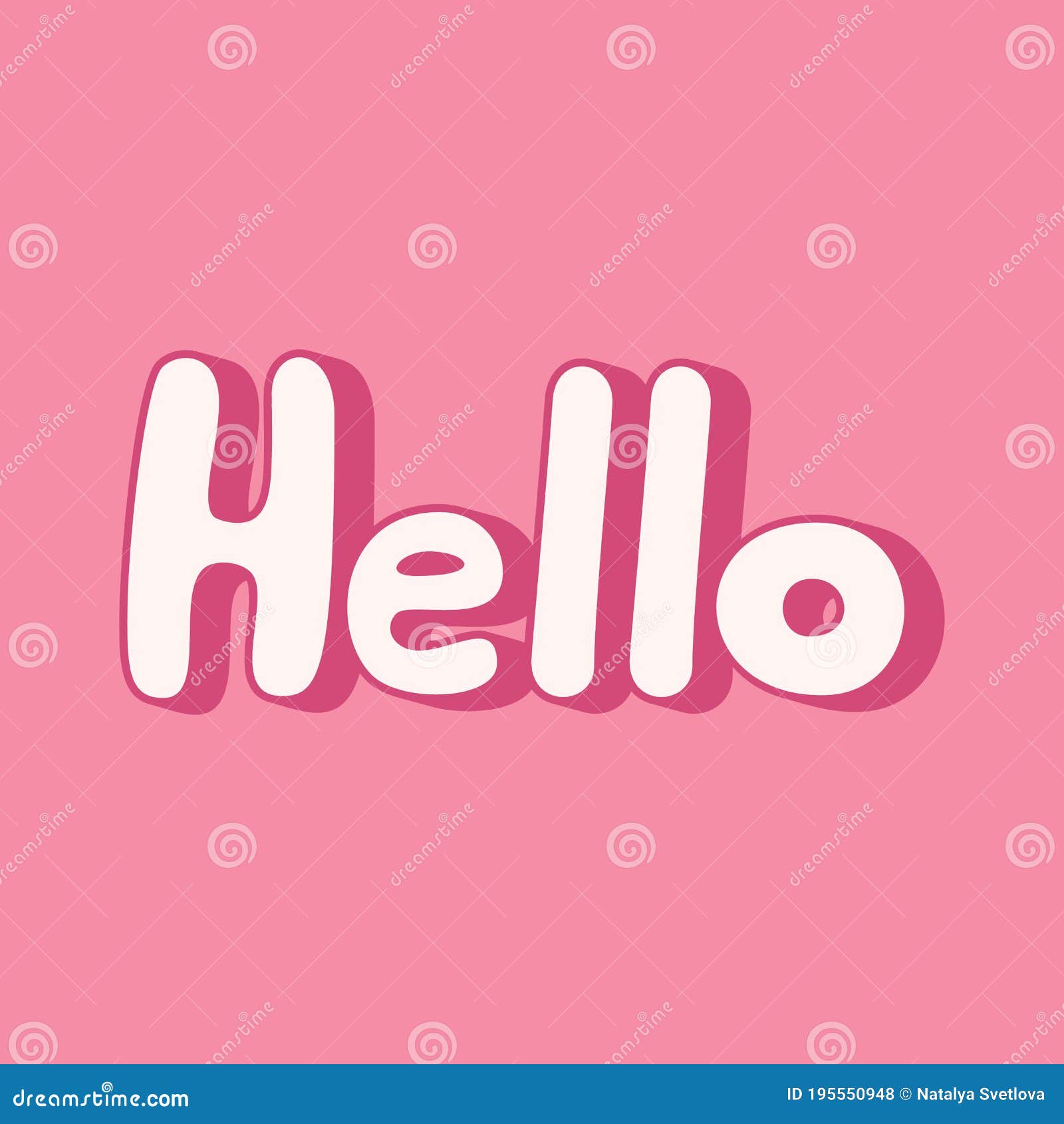 Hello Word in Cartoon Style on Pink Background. Typography Vector ...