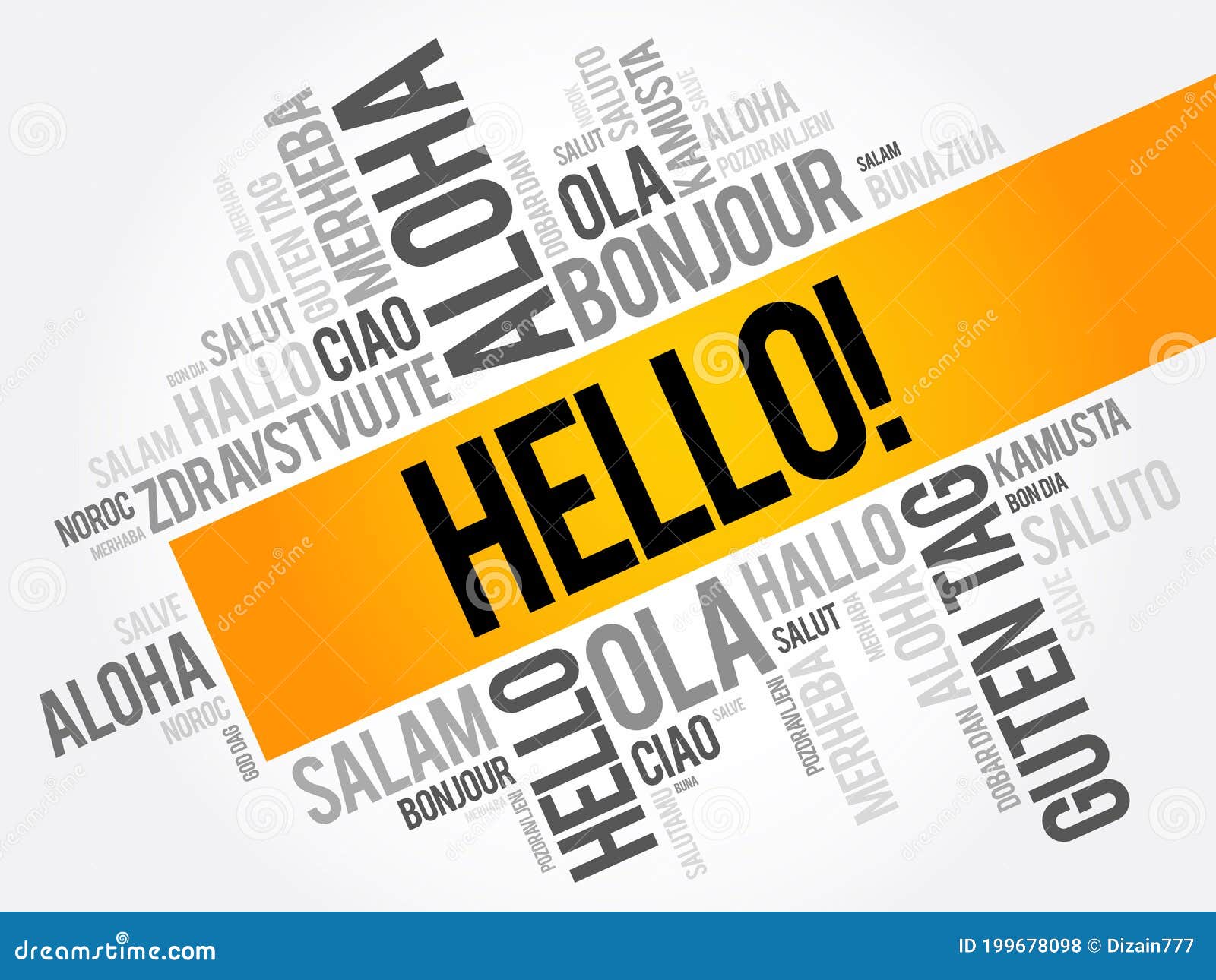 Hello word cloud collage stock illustration. Illustration of ...