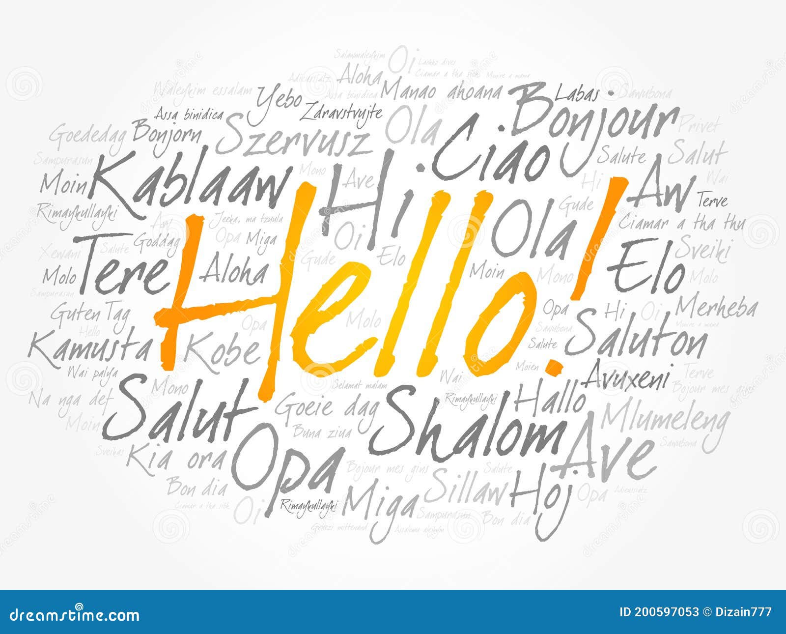 Hello Word Cloud Collage in Different Languages Stock Illustration ...