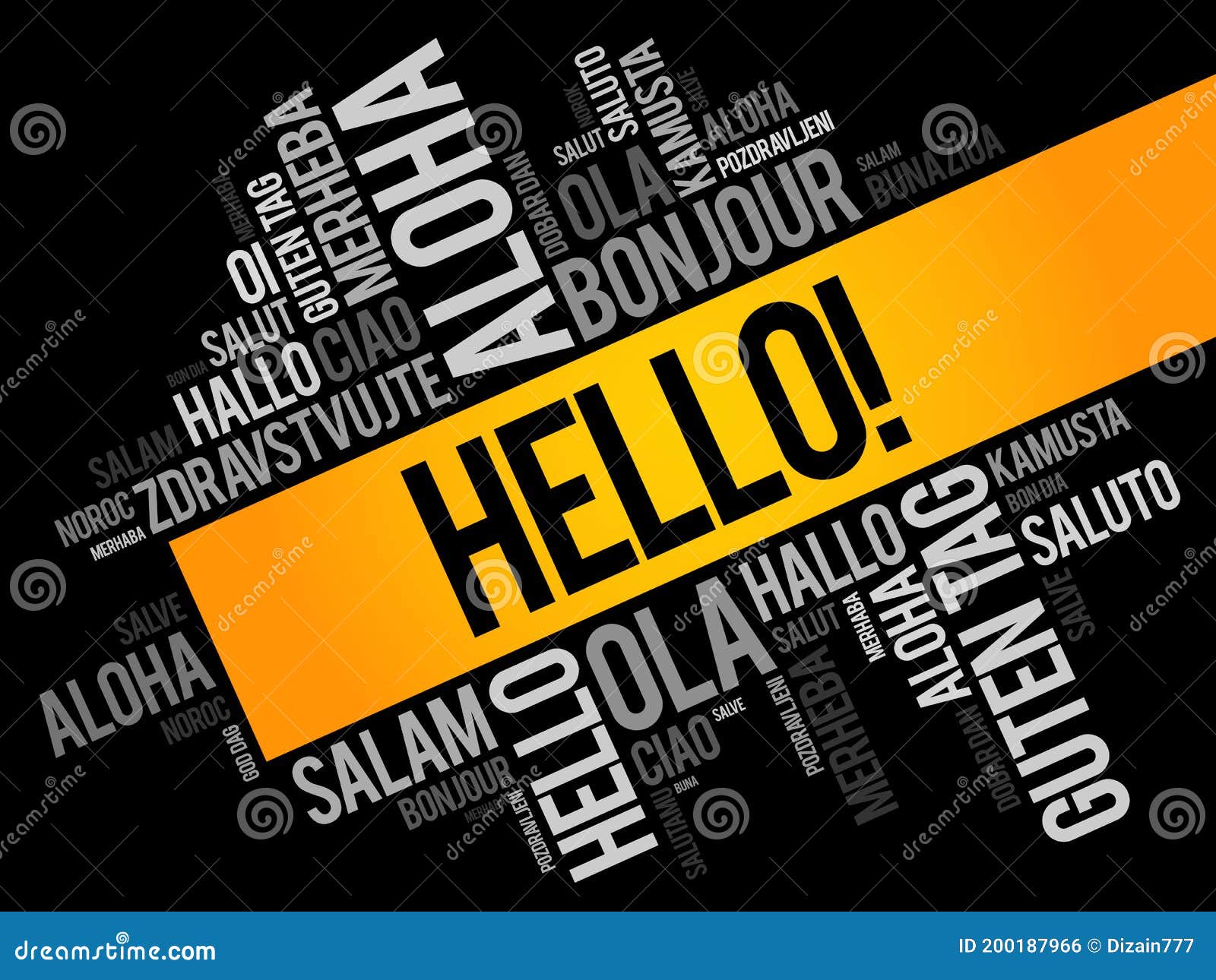 Hello word cloud collage stock illustration. Illustration of ...