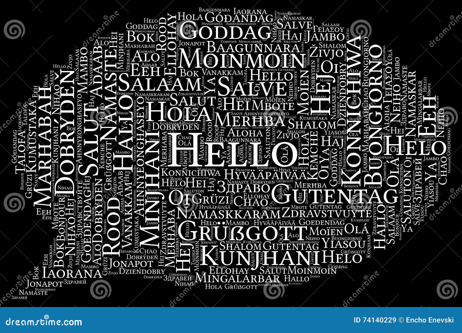 Hello word cloud concept stock illustration. Illustration of speech ...