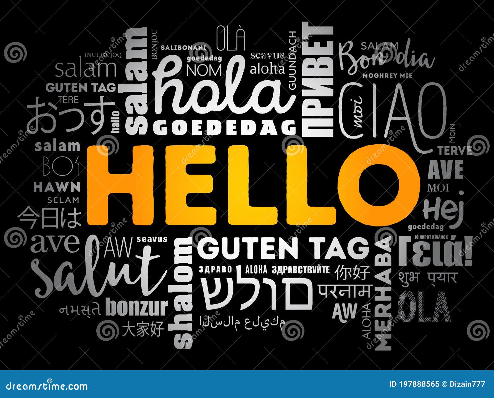 Hello Word Cloud in Different Languages Stock Illustration ...