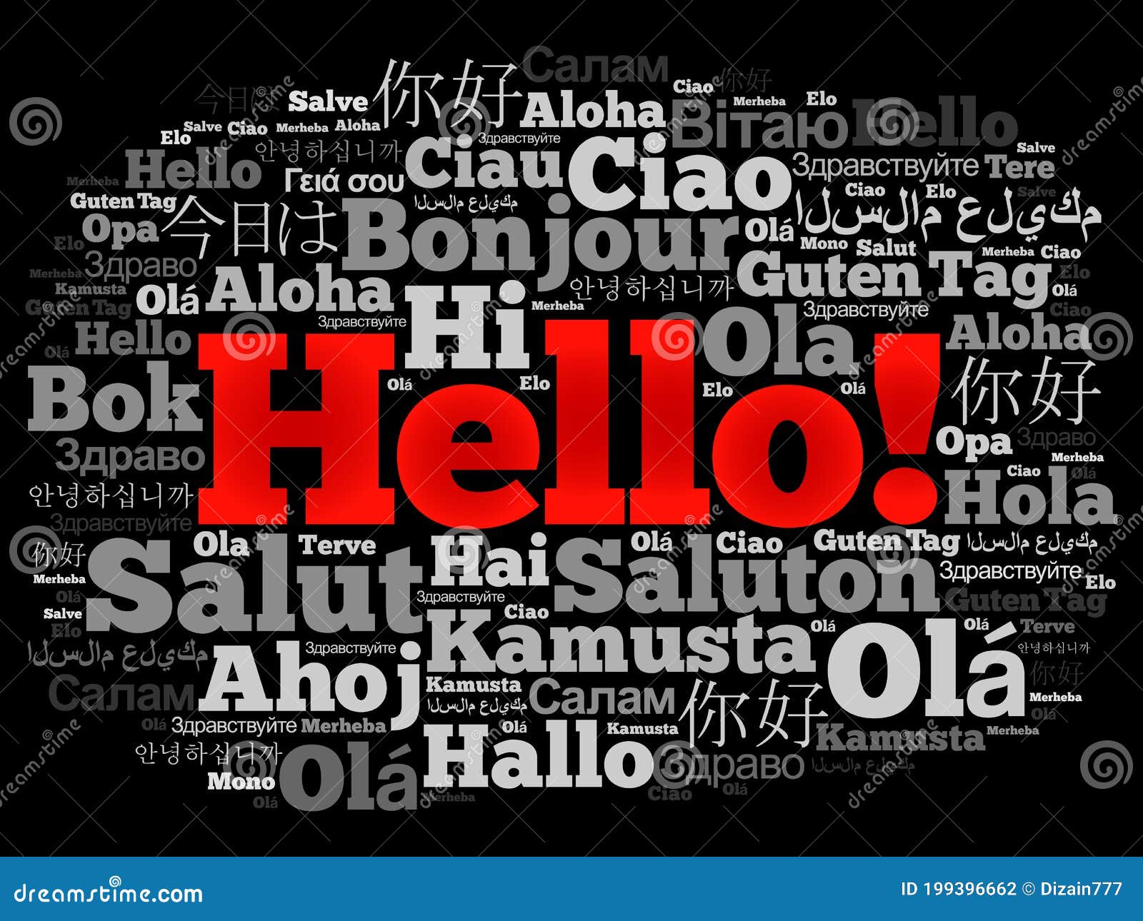 Hello Word Cloud in Different Languages Stock Illustration ...
