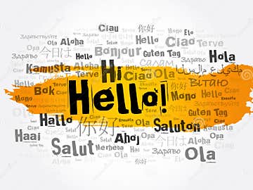Hello Word Cloud in Different Languages Stock Photo - Image of ...