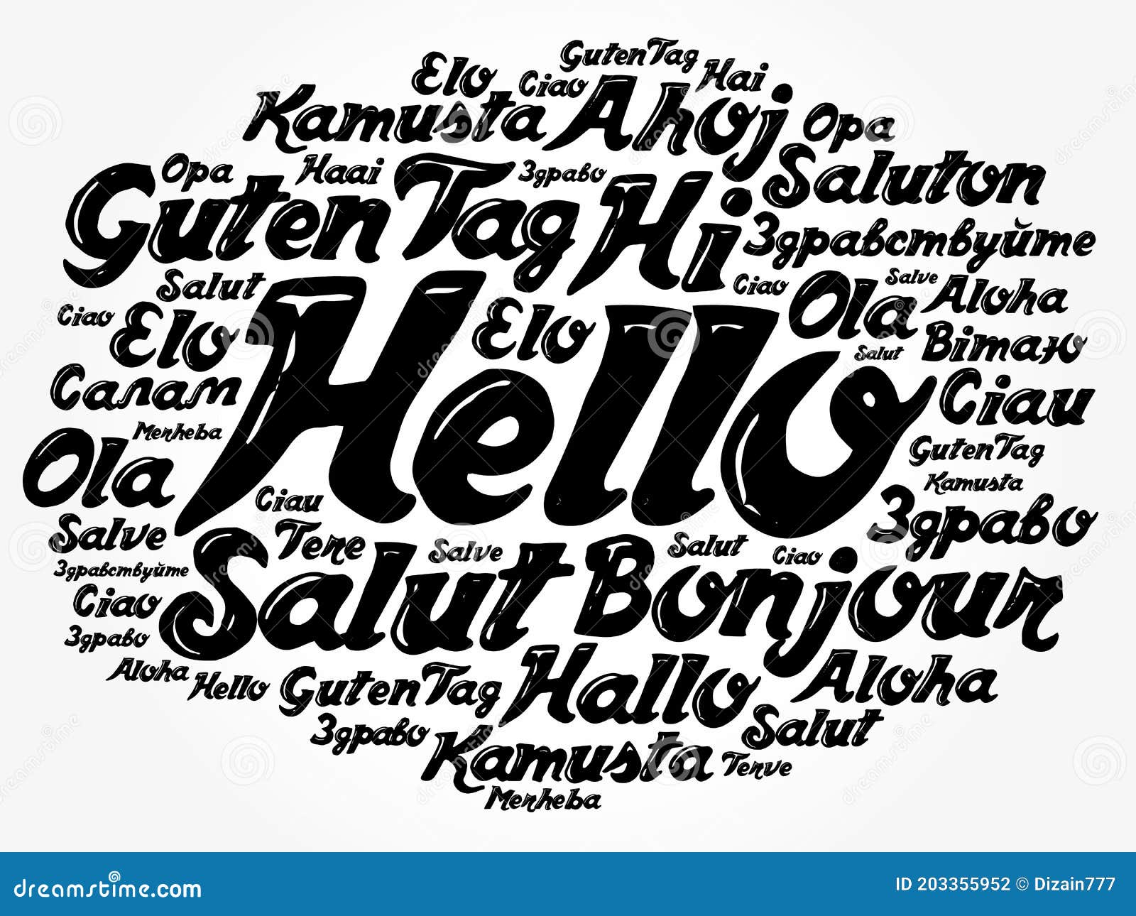 Hello Word Cloud in Different Languages Stock Illustration ...