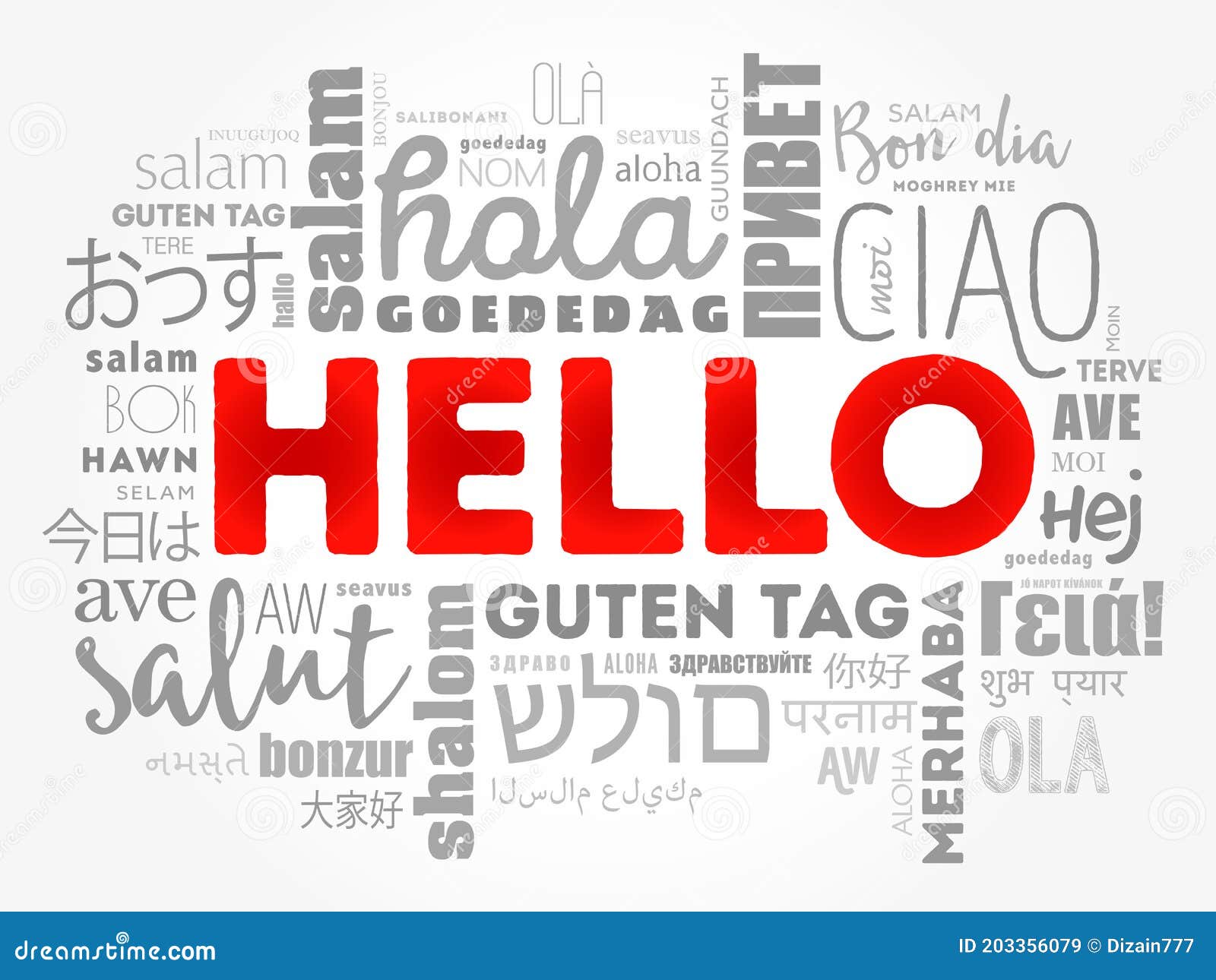 Hello Word Cloud in Different Languages Stock Illustration ...