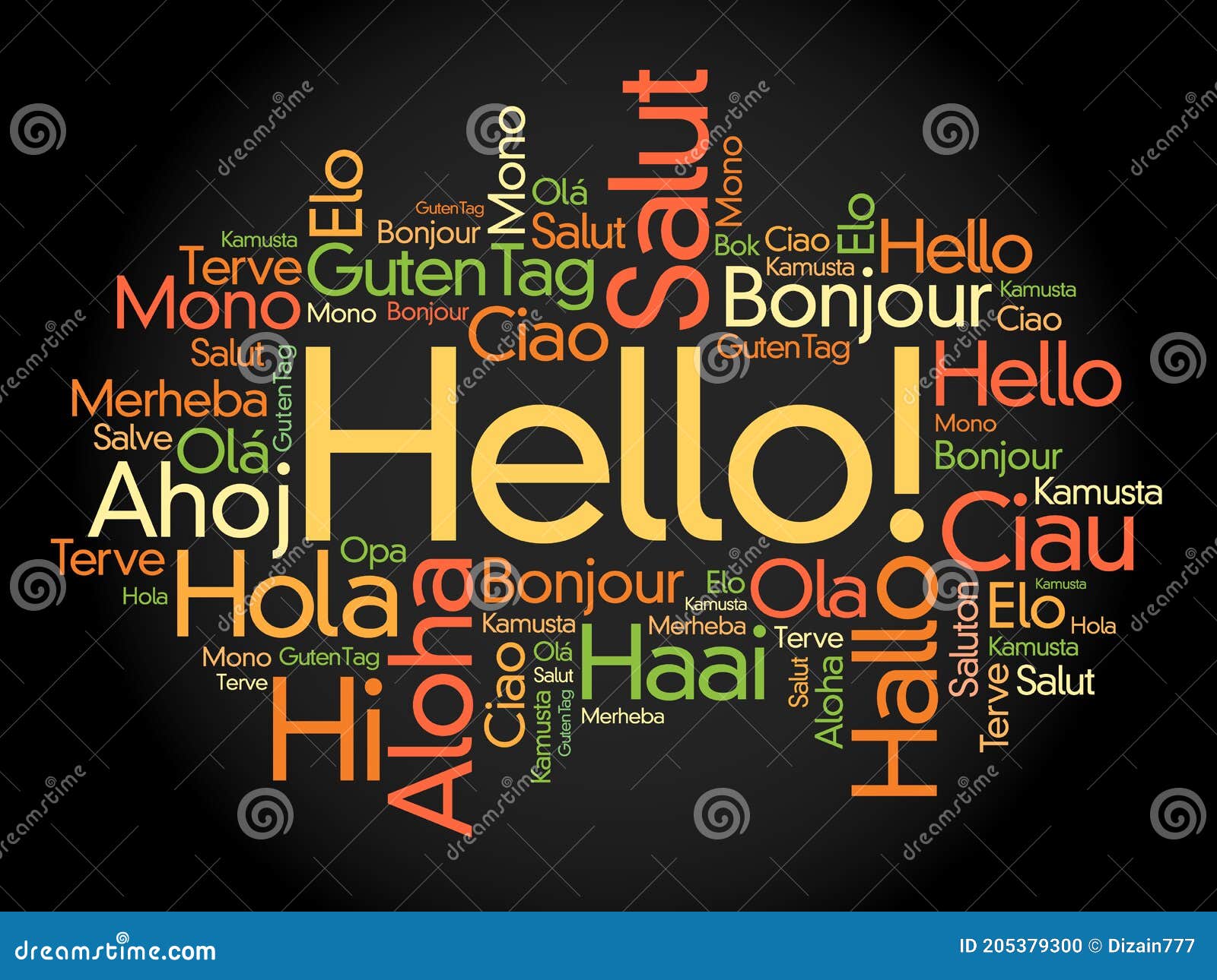 Hello Word Cloud in Different Languages Stock Illustration ...