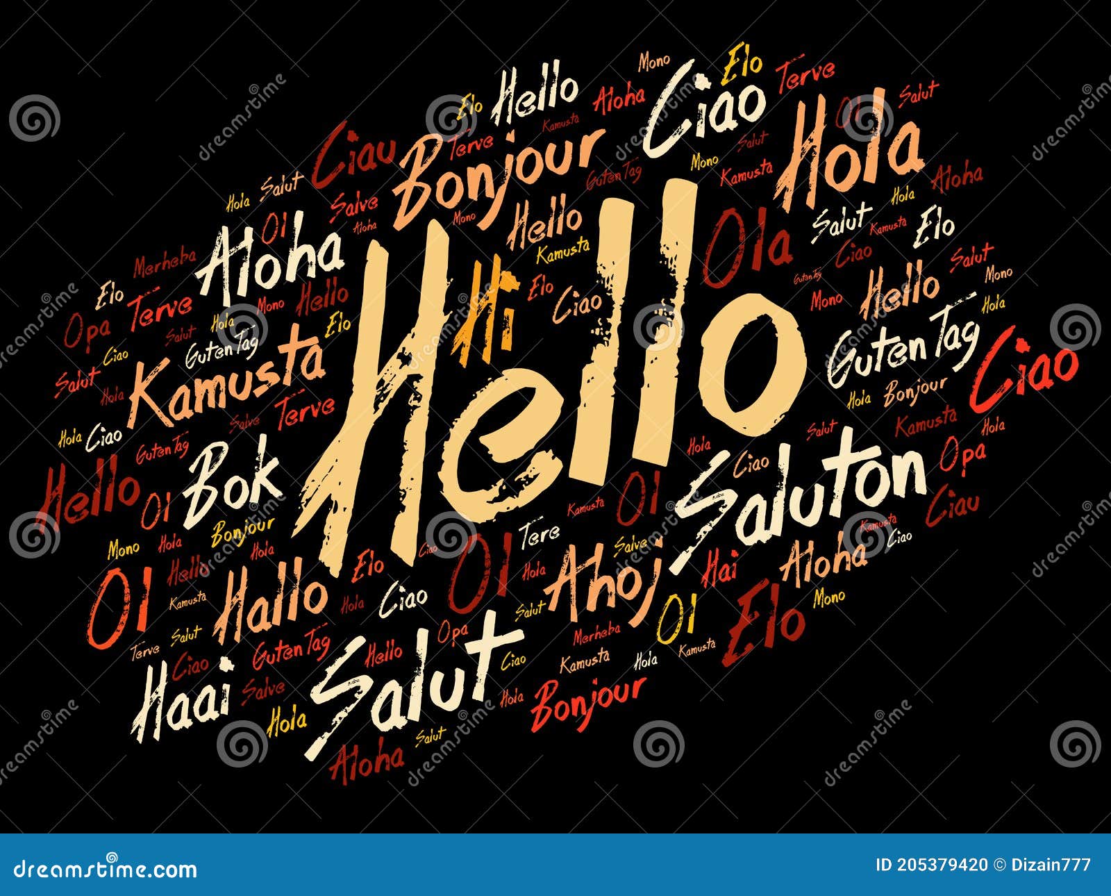 Hello Word Cloud in Different Languages Stock Illustration ...