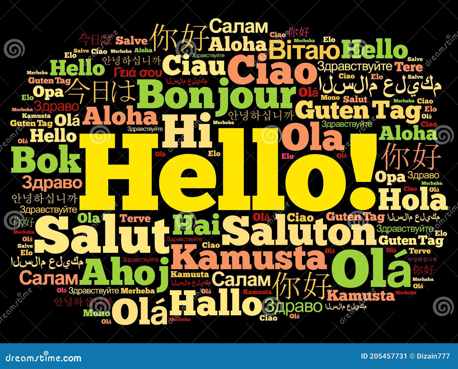 Hello Word Cloud in Different Languages Stock Illustration ...