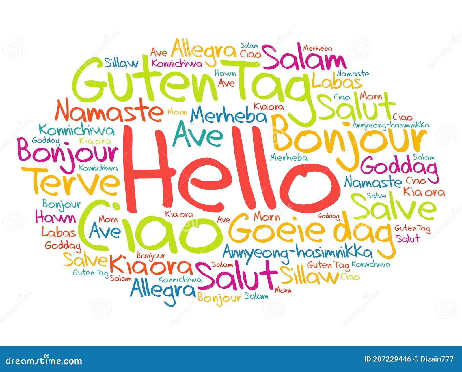 Hello Word Cloud in Different Languages Stock Illustration ...