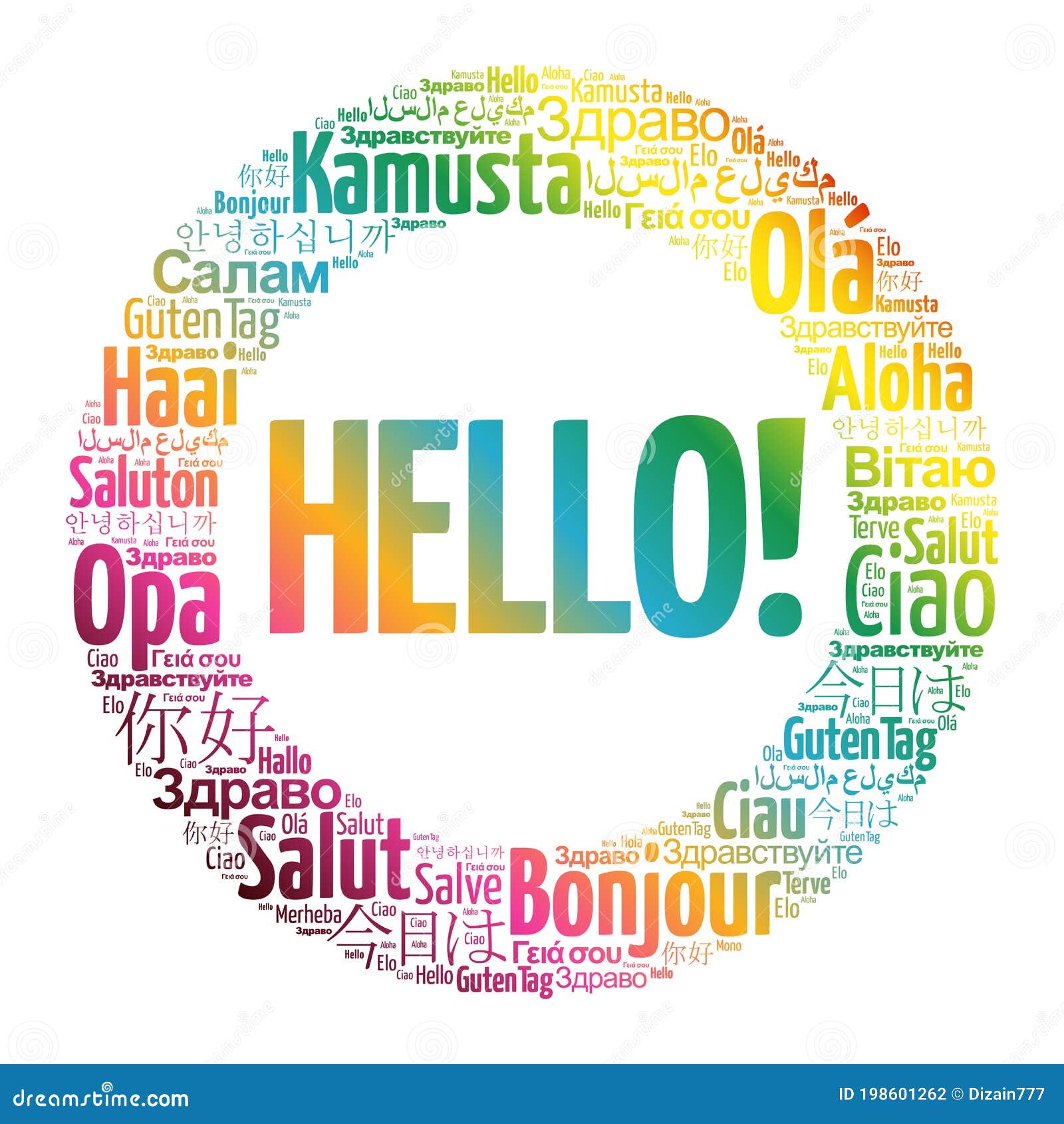 Hello Word Cloud in Different Languages Stock Illustration ...