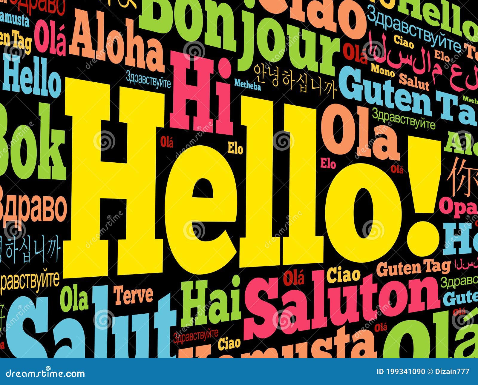 Hello Word Cloud in Different Languages Stock Illustration ...