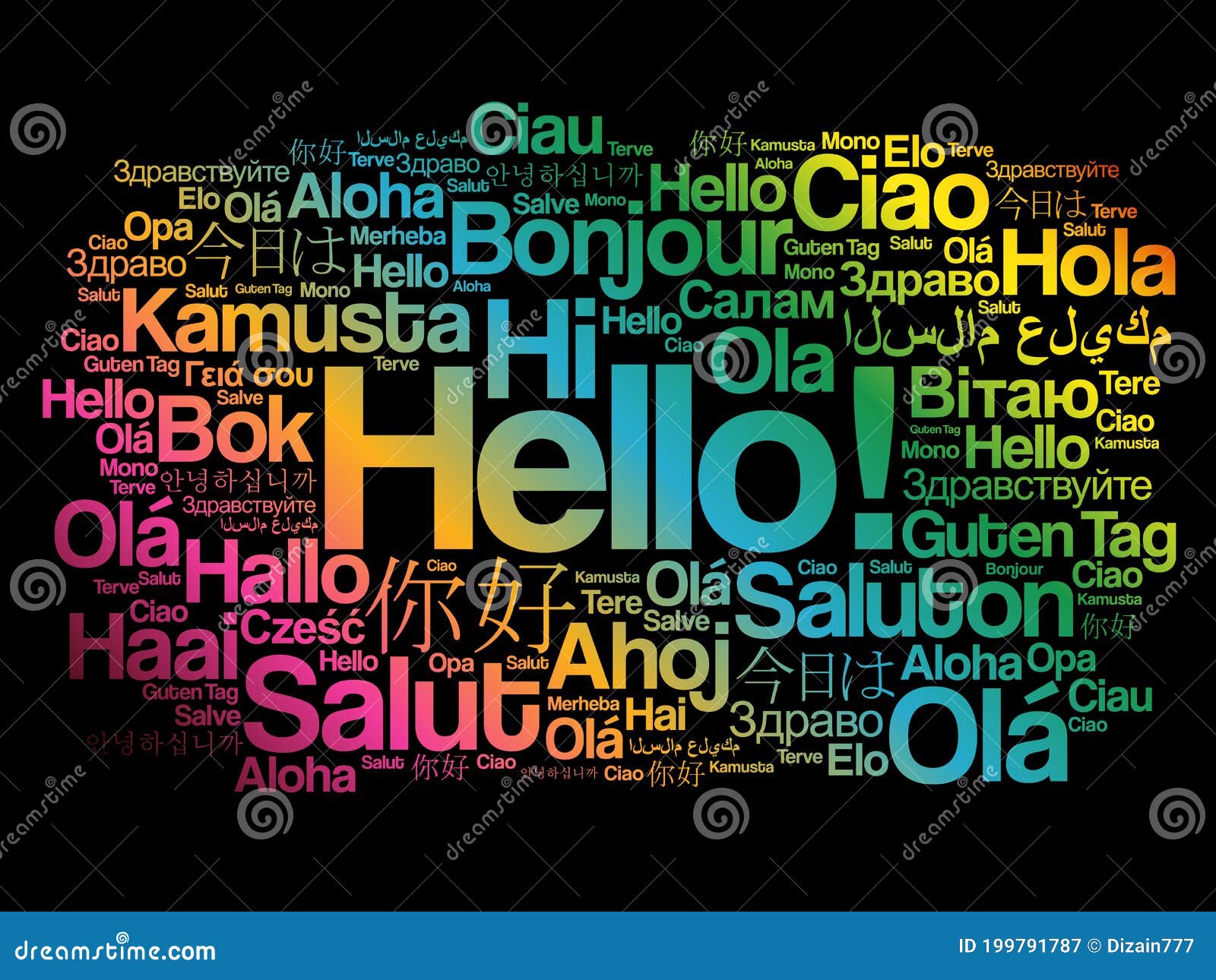 Hello Word Cloud in Different Languages Stock Illustration ...