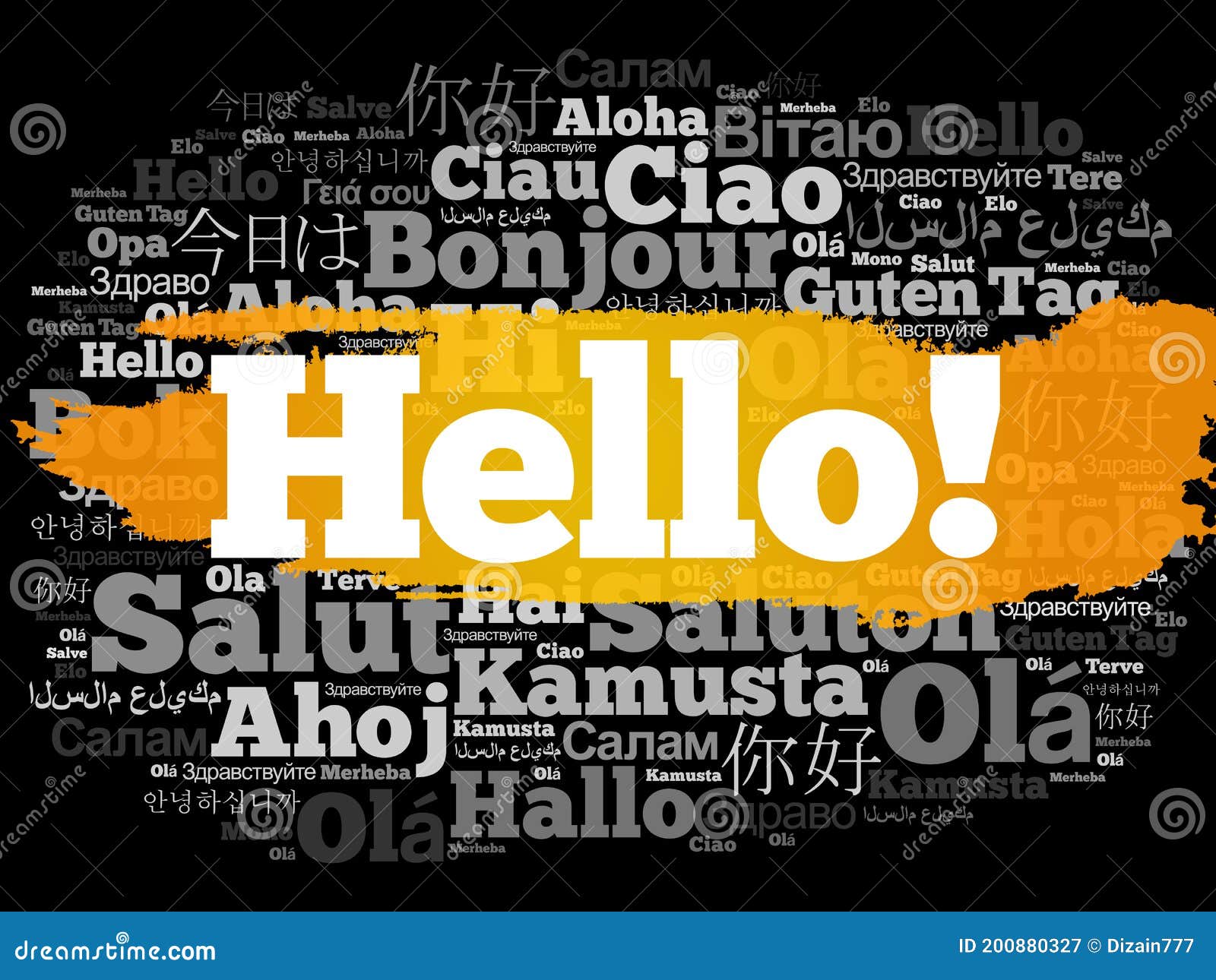 Hello Word Cloud in Different Languages Stock Illustration ...