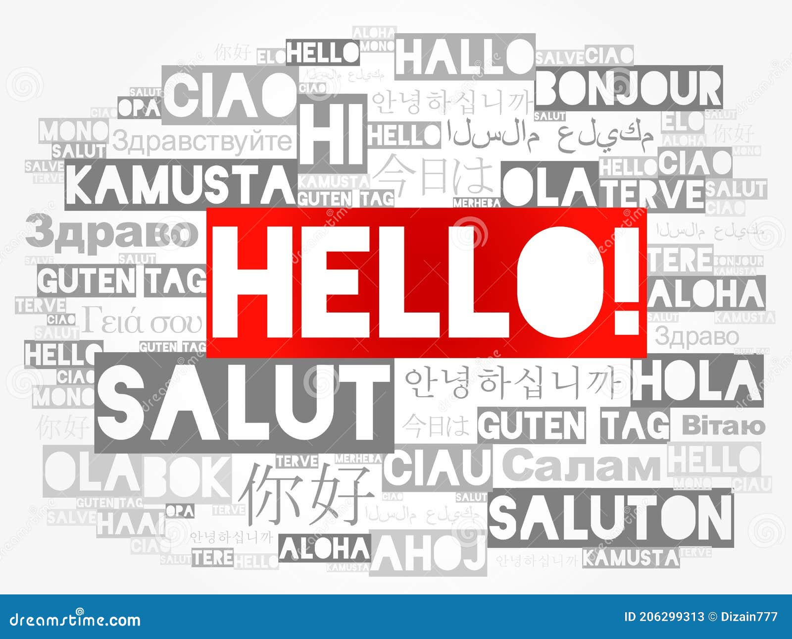 Hello Word Cloud in Different Languages Stock Illustration ...