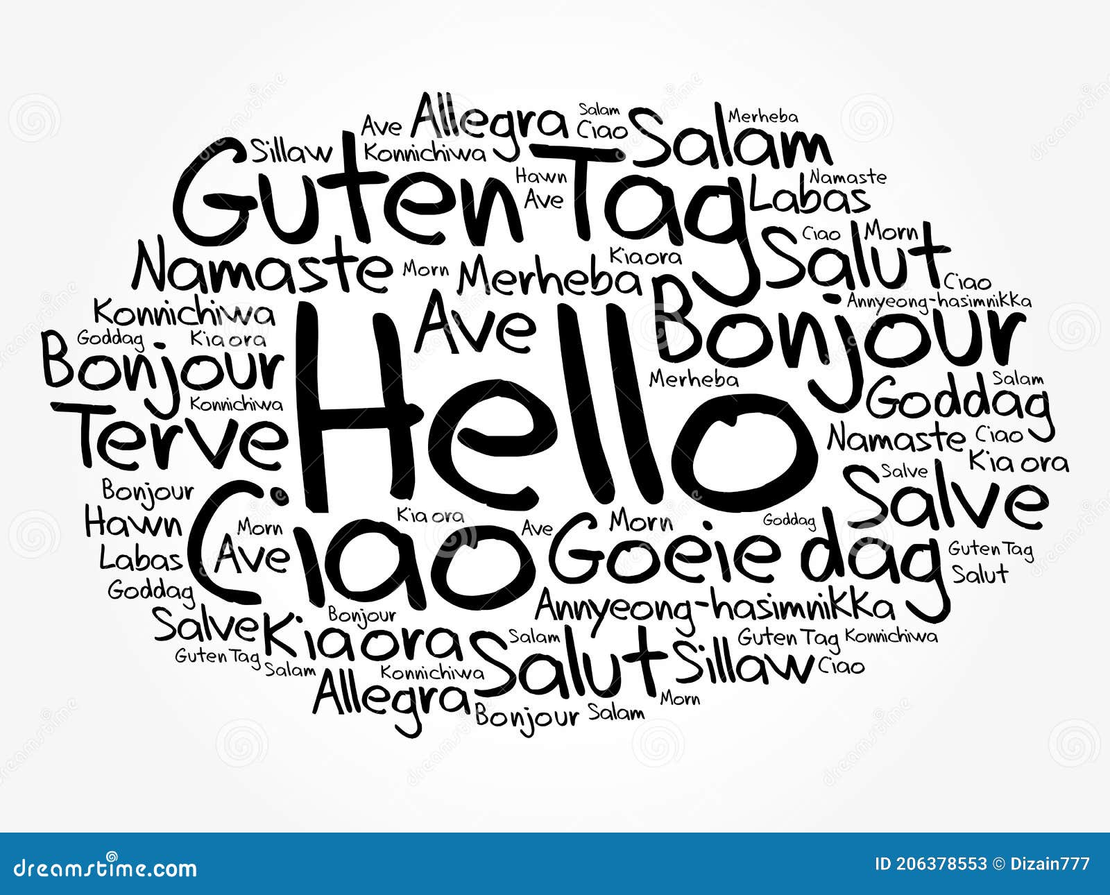 Hello Word Cloud in Different Languages Stock Illustration ...
