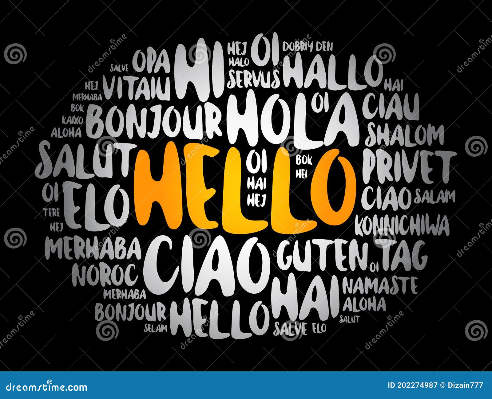 Hello Word Cloud in Different Languages of the World Stock Illustration ...