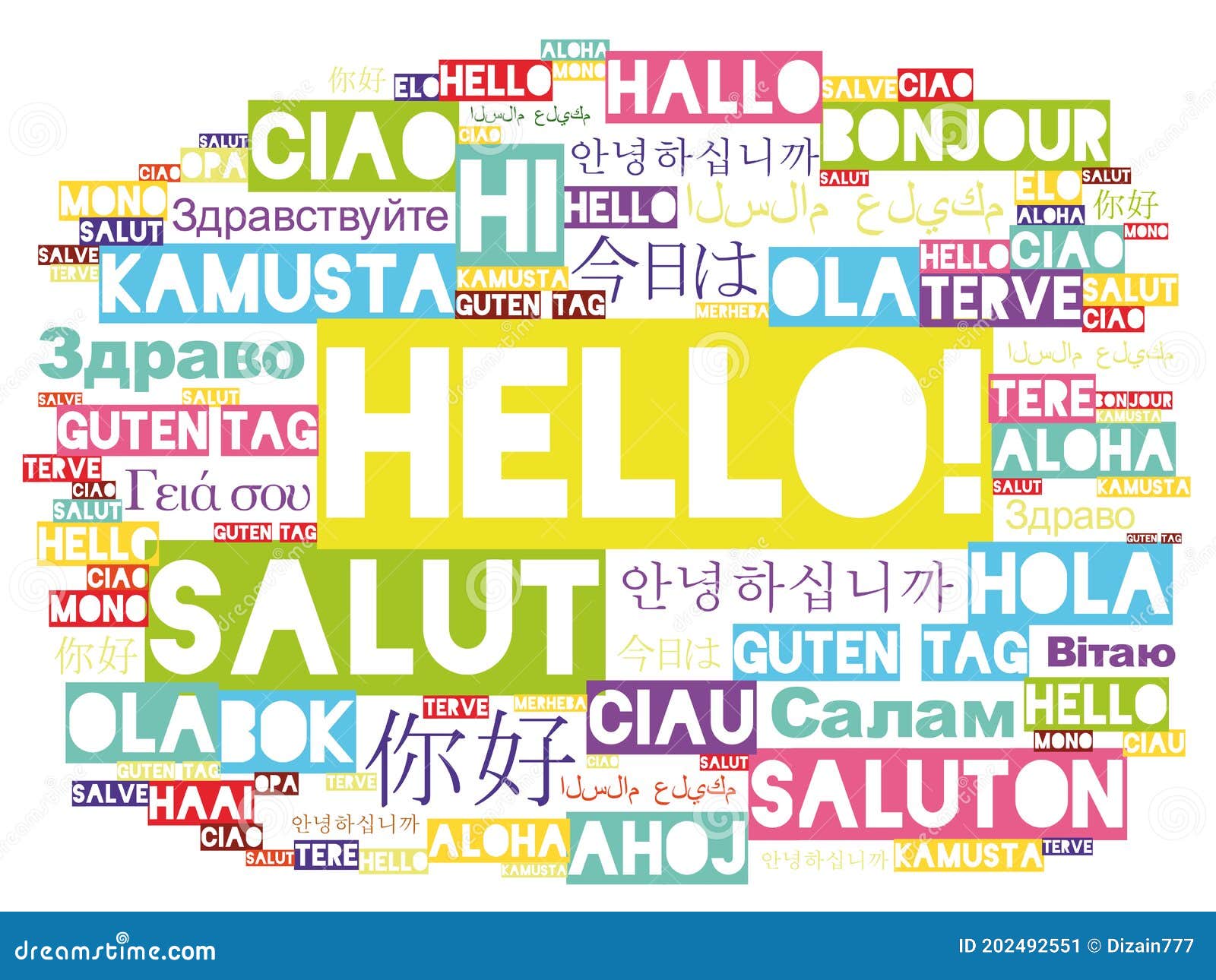 Hello Word Cloud in Different Languages of the World Stock Illustration ...