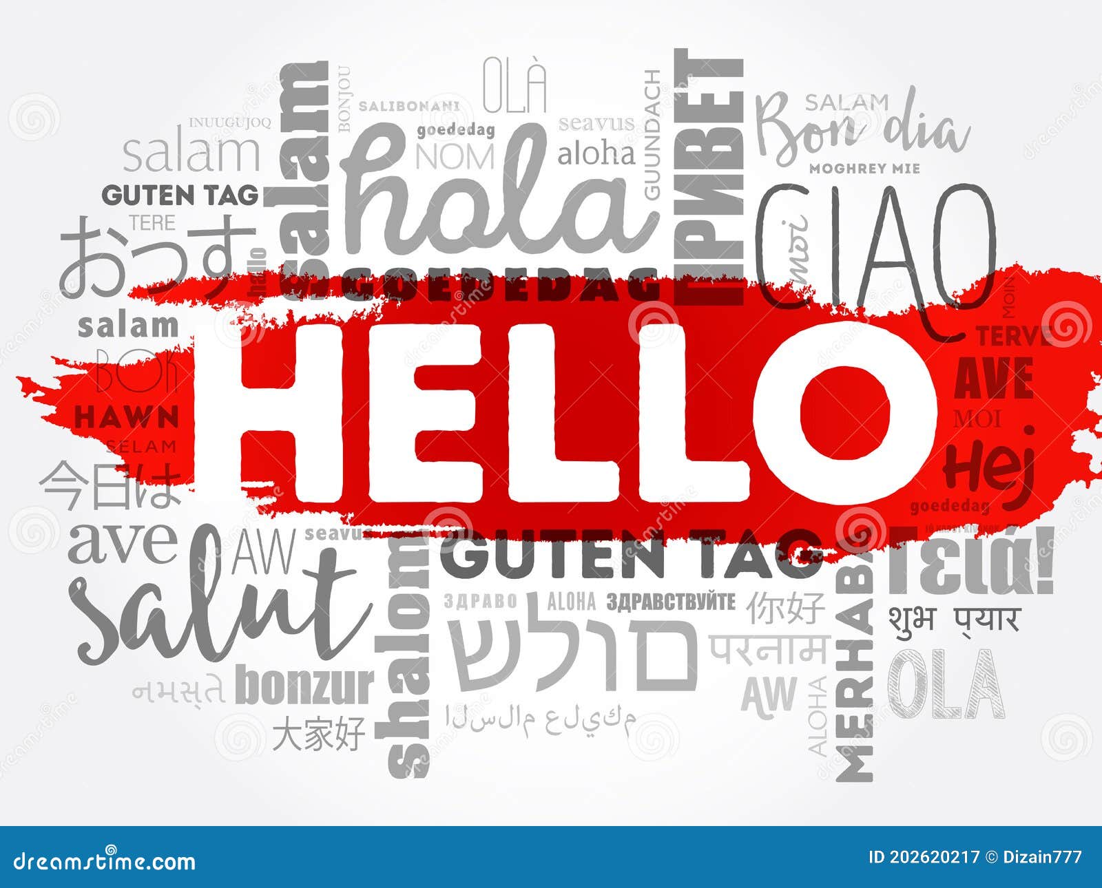 Hello Word Cloud in Different Languages of the World Stock Illustration ...