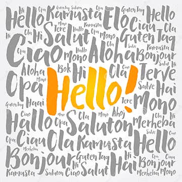 Hello Word Cloud in Different Languages of the World Stock Illustration ...