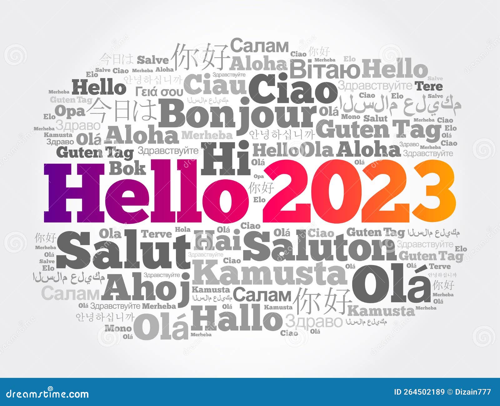 Hello 2023 Word Cloud in Different Languages of the World, Concept ...