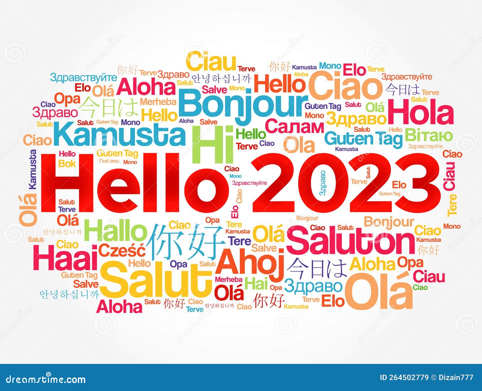 Hello 2023 Word Cloud in Different Languages of the World, Concept ...