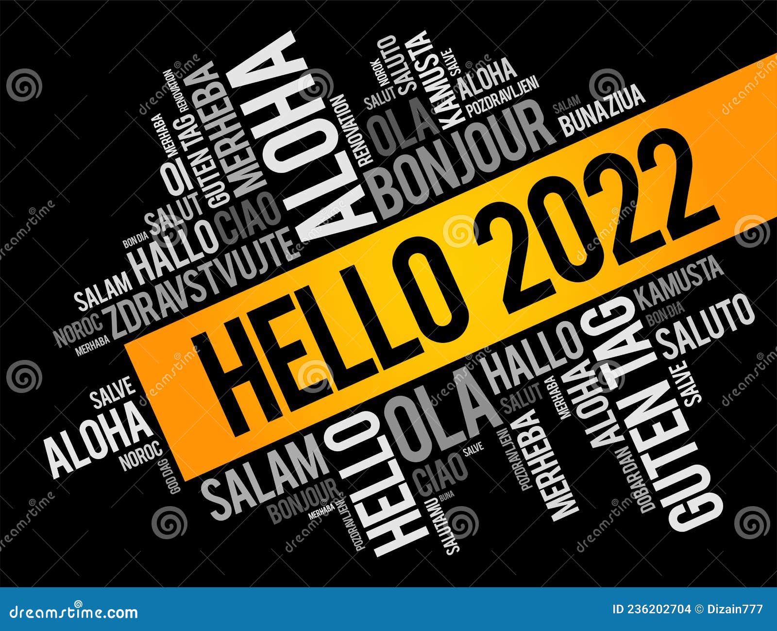 Hello 2022 Word Cloud in Different Languages of the World, Concept ...