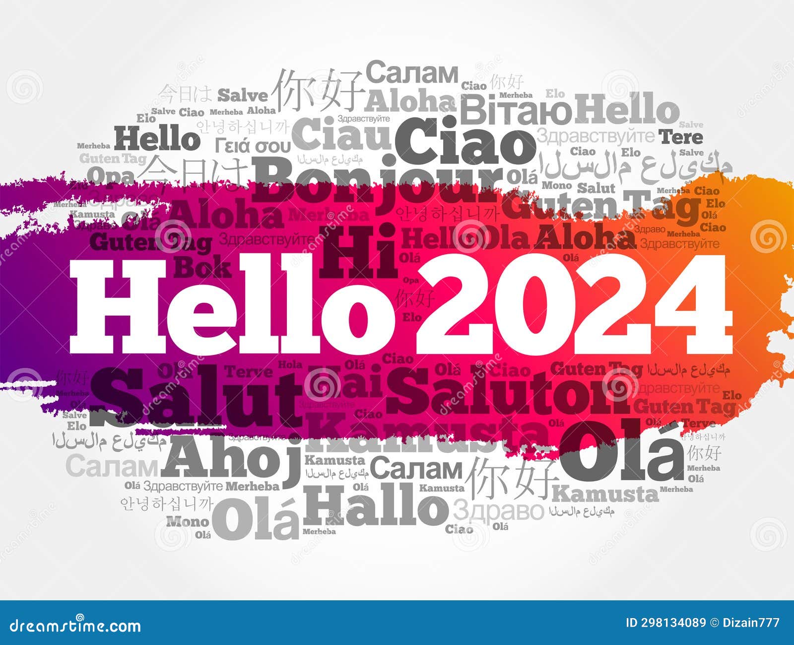 Hello 2024 Word Cloud in Different Languages of the World, Concept ...