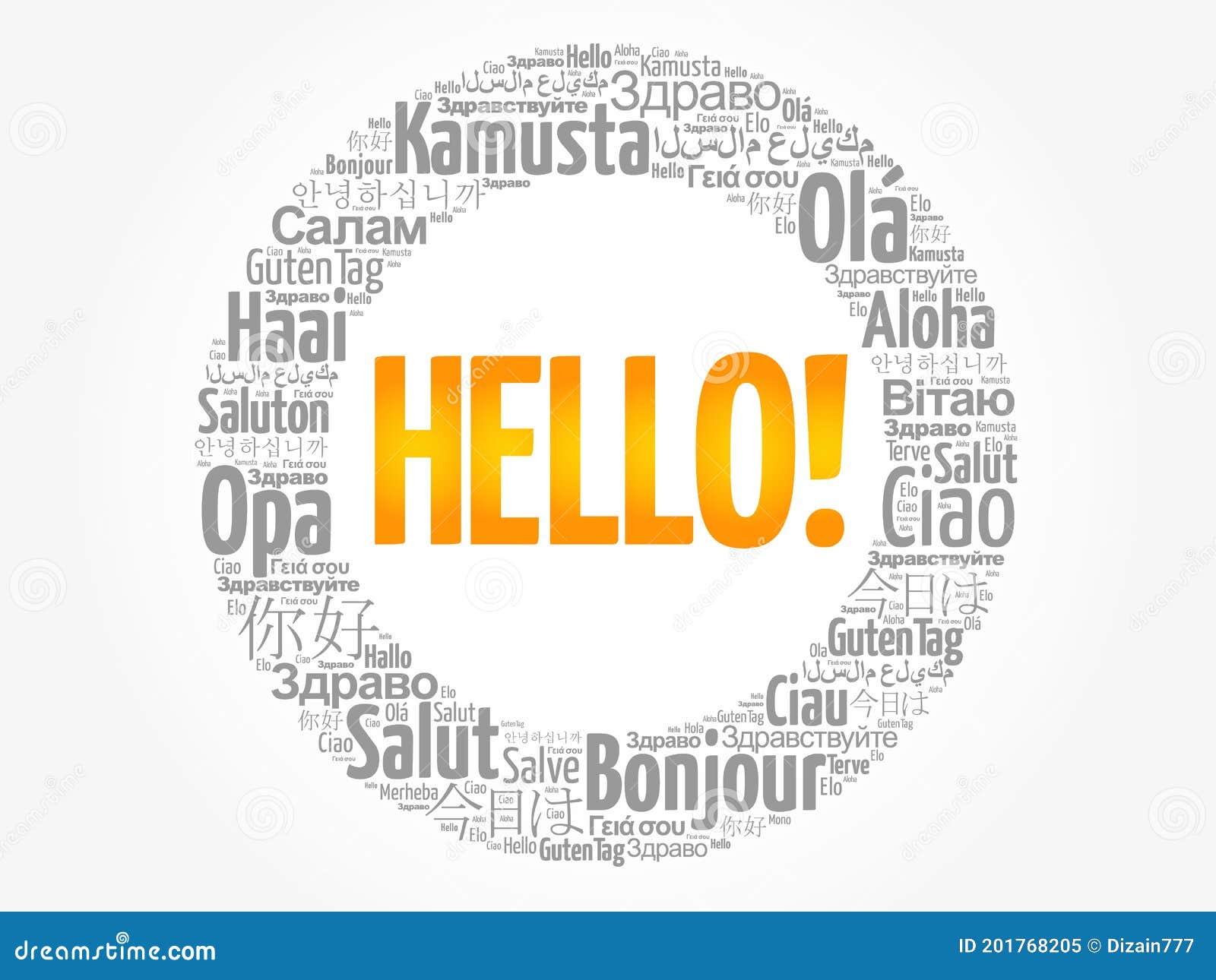 Hello word cloud stock illustration. Illustration of dutch - 201768205