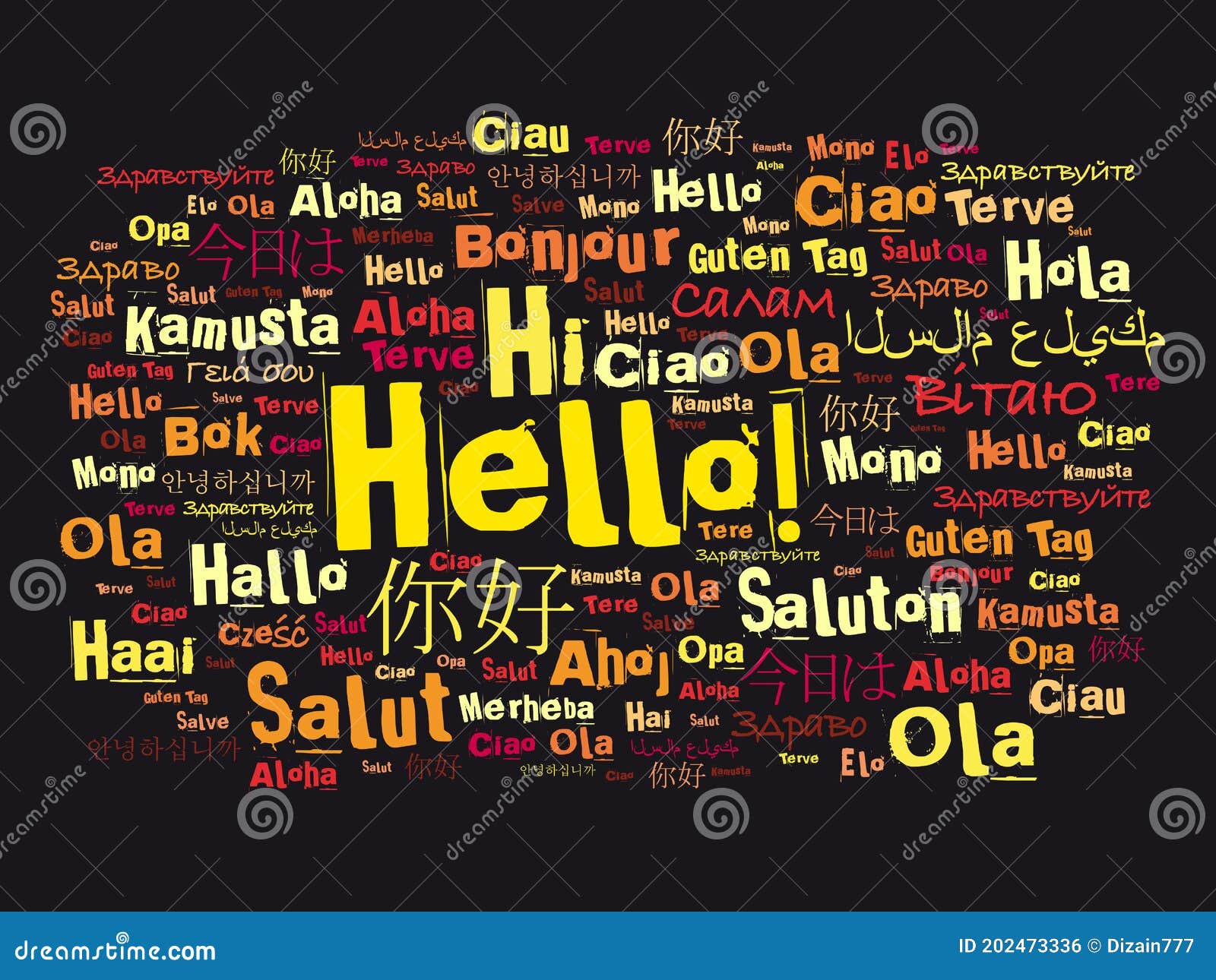 Hello Word Cloud in Different Languages of the World Stock Illustration ...