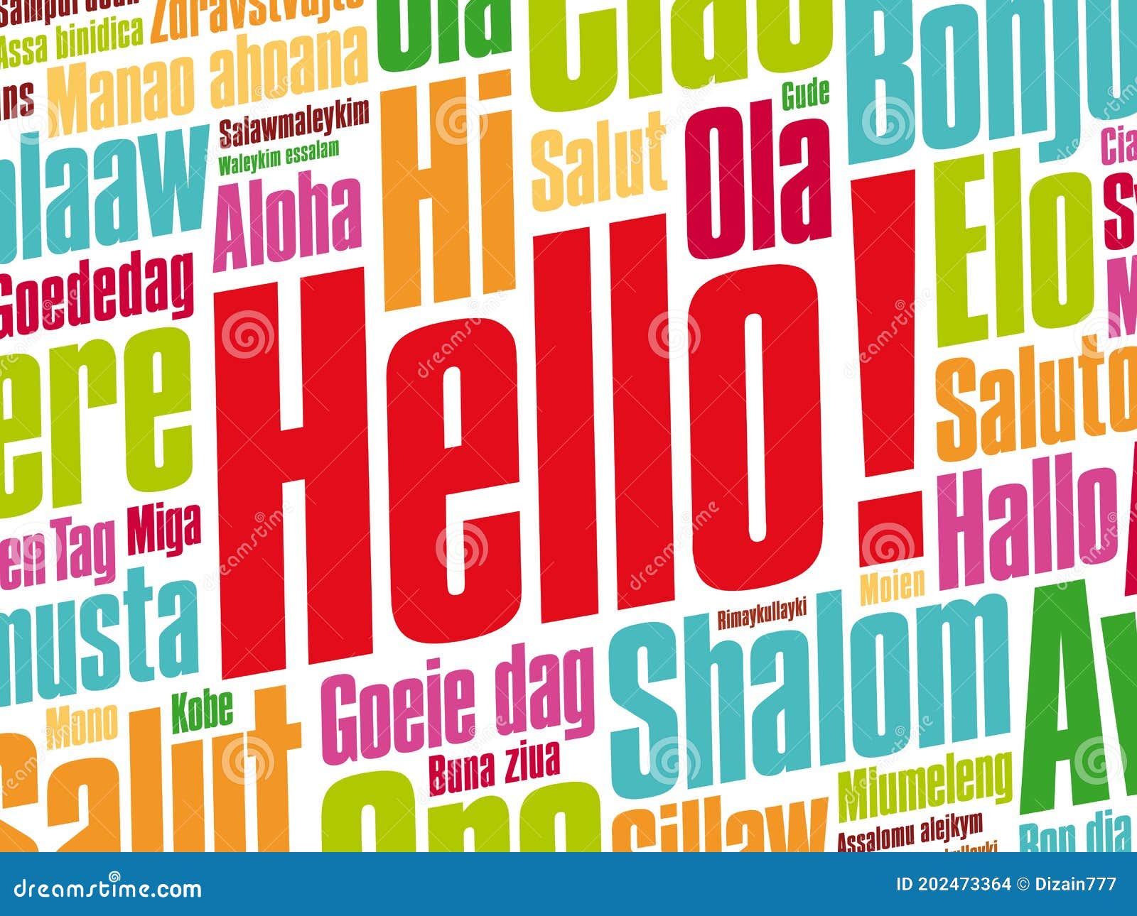 Hello Word Cloud in Different Languages of the World Stock Illustration ...