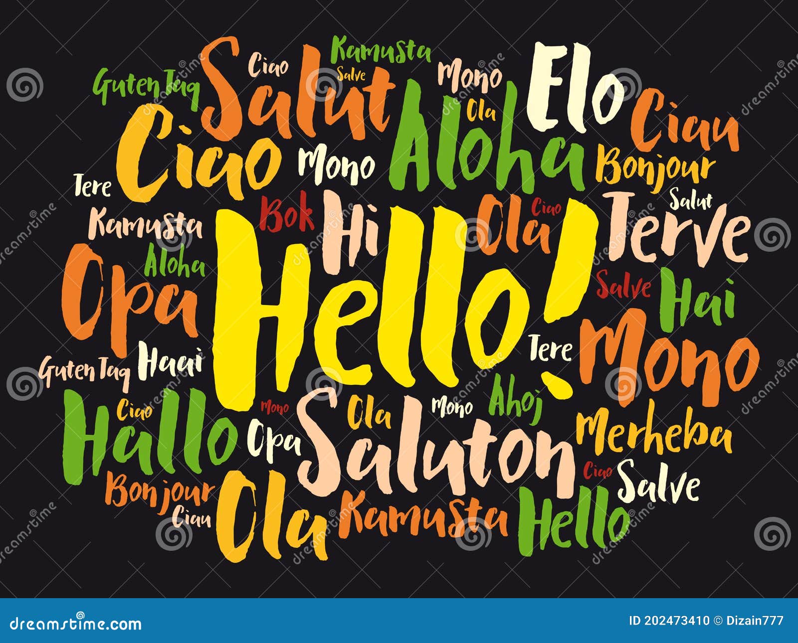 Hello Word Cloud in Different Languages of the World Stock Illustration ...