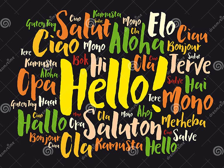 Hello Word Cloud in Different Languages of the World Stock Illustration ...