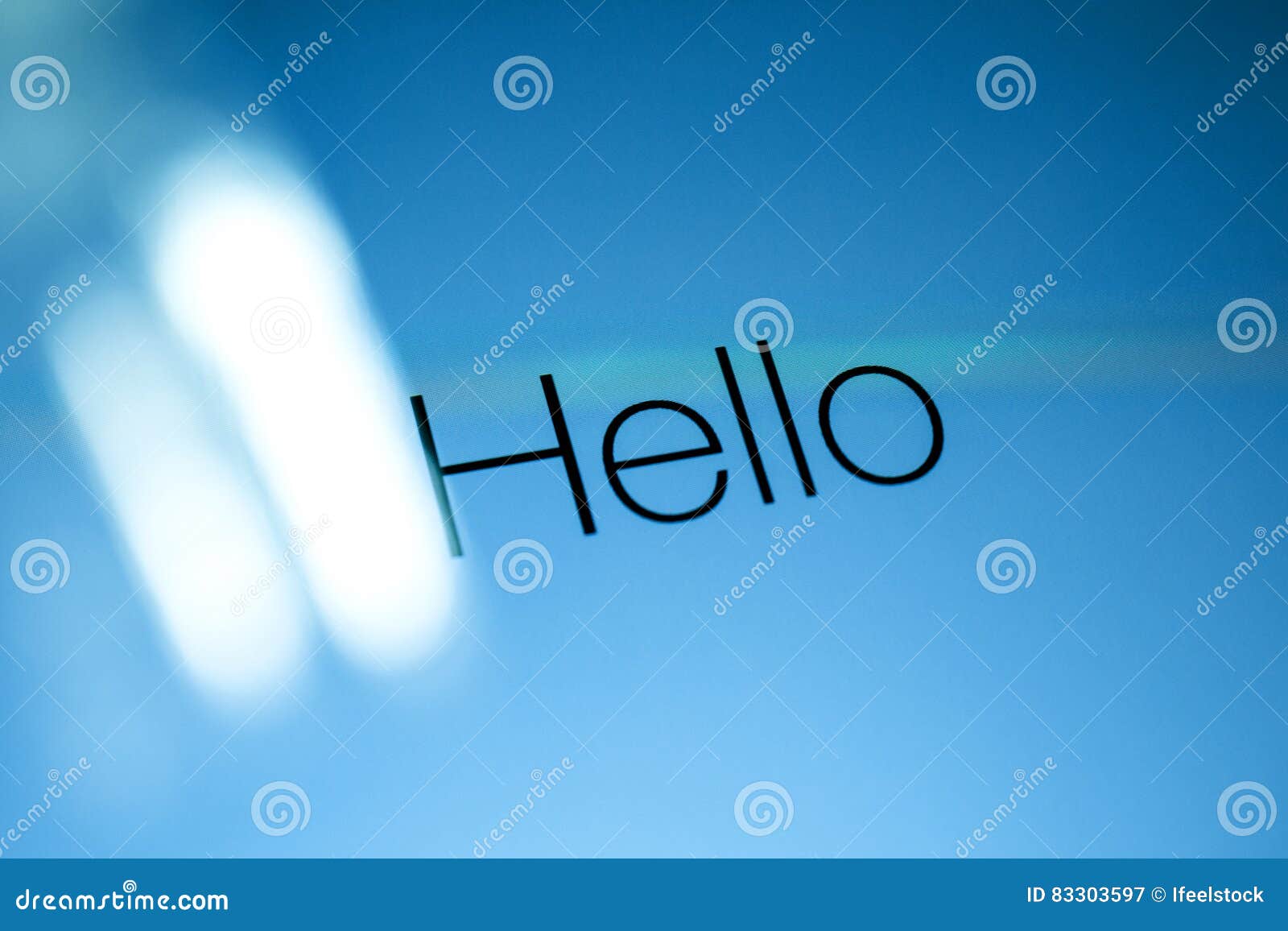 Hello Word on Computer Screen Stock Image - Image of screen, meeting ...